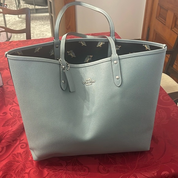 Coach | Bags | Coach Reversible Drinking Owl And Teal City Tote | Poshmark